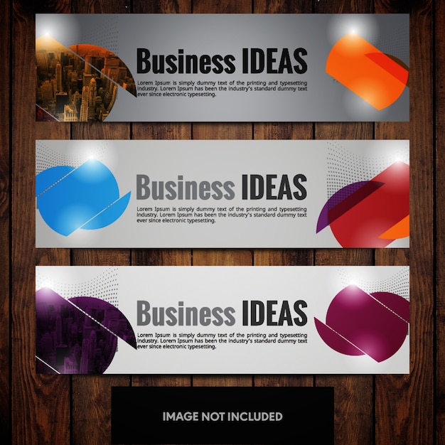 Vibrant Conceptual Business Ideas Banners on Rustic Wood | Jiffy Designs