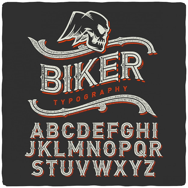 Vintage Biker Typography with Skull and Crossbones Emblem | Jiffy Designs