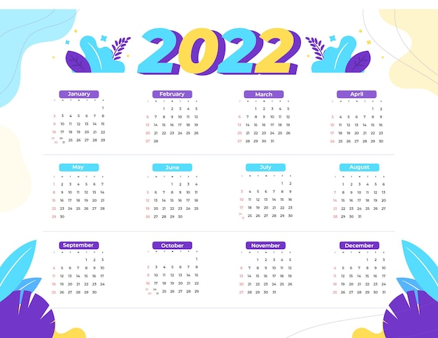 Vibrant 2022 Calendar with Colorful Floral Accents | Jiffy Designs