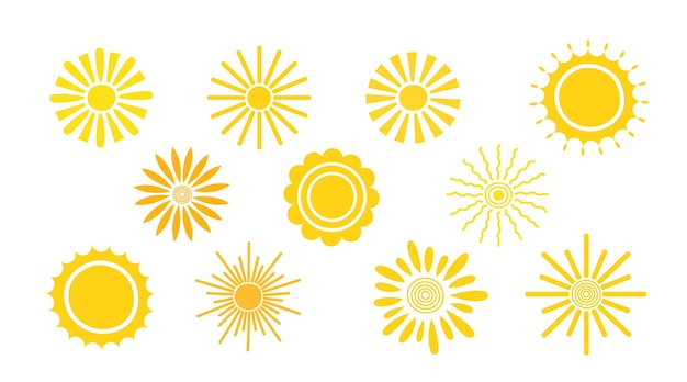 Vibrant Collection of Stylized Sun Symbols and Floral Motifs | Jiffy ...