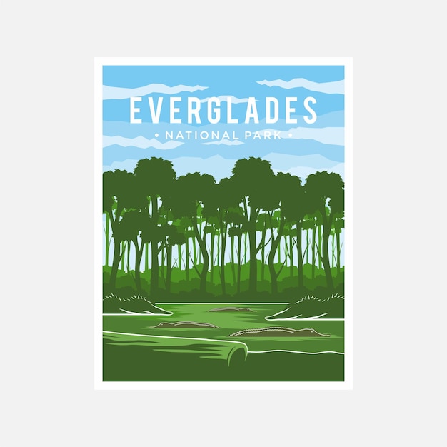 Vibrant Everglades National Park Landscape Illustration | Jiffy Designs