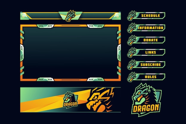 Fierce Dragon-Themed Twitch Stream Overlay with Vibrant Colors | Jiffy ...