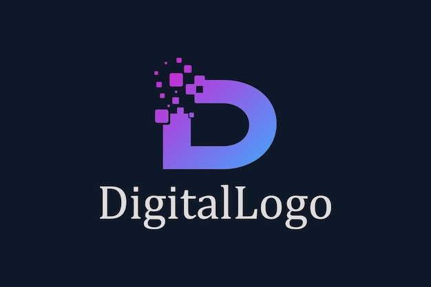 Vibrant Pixelated Letter D Digital Logo Design | Jiffy Designs