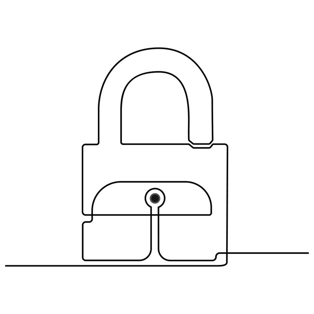 Minimalist Padlock Icon in Simple Black Line Art | Jiffy Designs