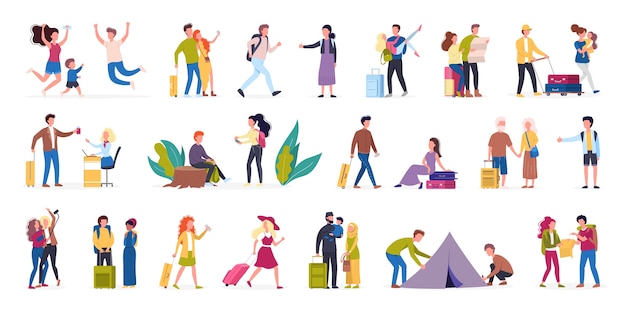 Diverse Collection of Illustrated People in Various Everyday Scenes ...