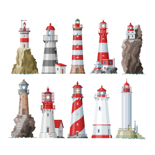 Lighthouse Vector Beacon Lighter Beaming Path Of Lighting To Ses From ...