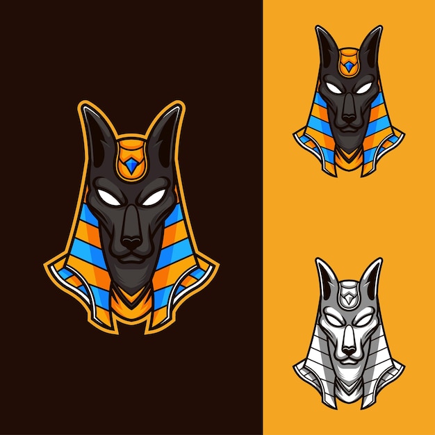 Majestic Egyptian Canine Deity Illustrations in Bold Colors | Jiffy Designs