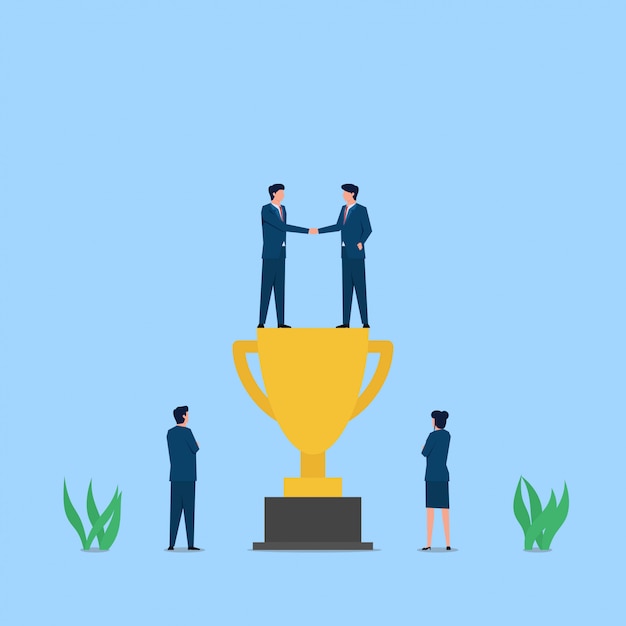 Businesspeople Celebrating Team's Victory with Trophy | Jiffy Designs