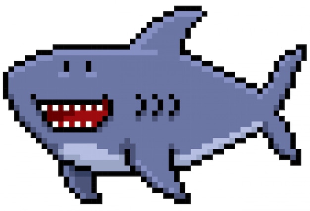 Ferocious Pixel Shark with Toothy Grin | Jiffy Designs