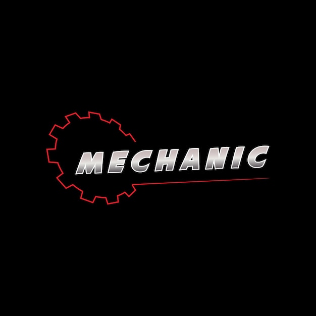 Glowing Gear Silhouette with Bold Mechanic Text | Jiffy Designs