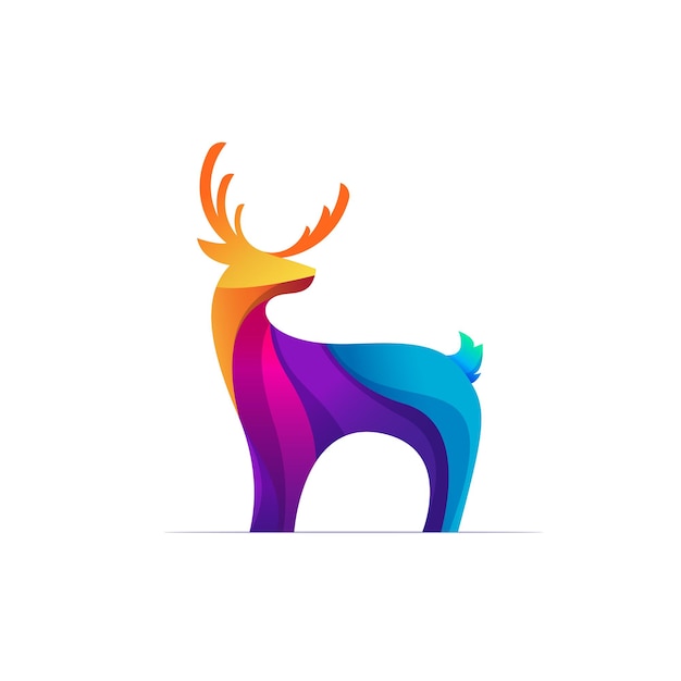 Vibrant Deer with Colorful Antlers and Flowing Silhouette | Jiffy Designs