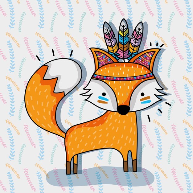 Vibrant Tribal Fox with Feathered Crown | Jiffy Designs