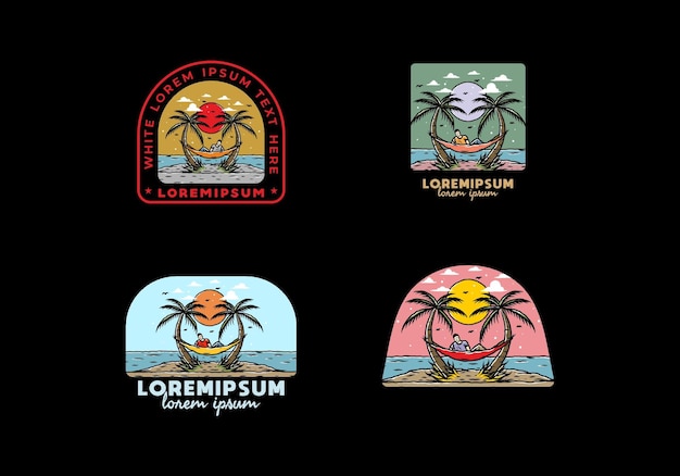 Vibrant Tropical Emblem Collection with Sunset Scenes | Jiffy Designs