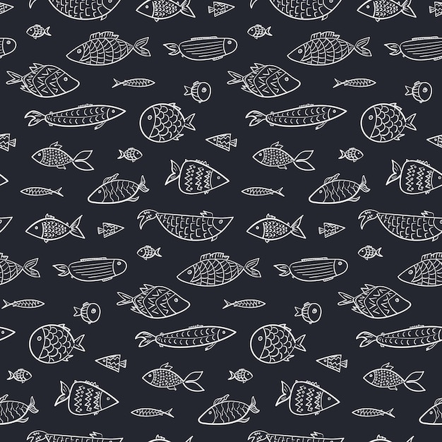 Whimsical School of Fish Pattern in Chalkboard Style | Jiffy Designs