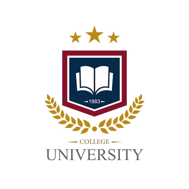 Prestigious College University Emblem with Open Book and Stars | Jiffy ...