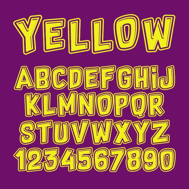 Vibrant Yellow Alphabet and Number Typography Illustration | Jiffy Designs