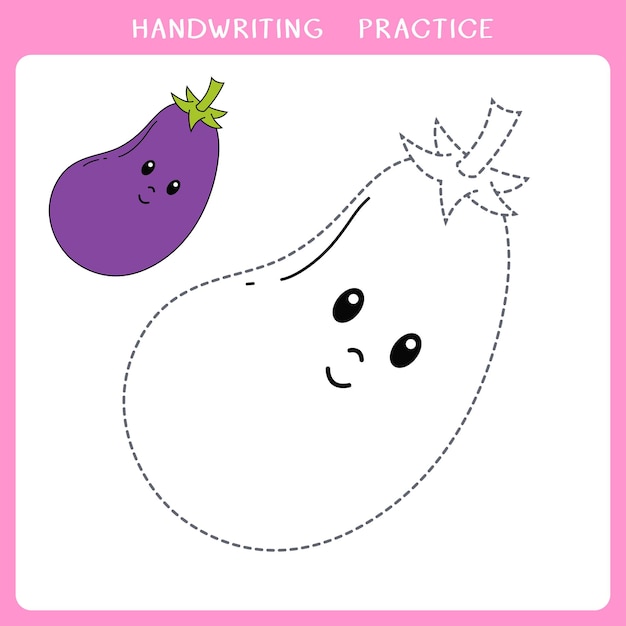 Adorable Eggplant and Shooting Star Handwriting Practice | Jiffy Designs