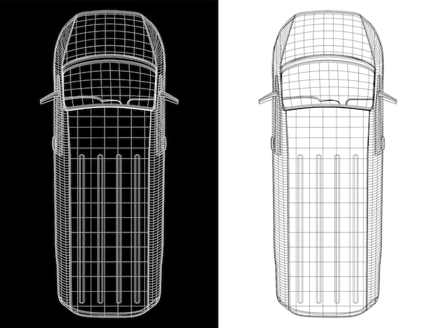 Minimalist Wireframe Rendering of a Vintage Sedan Car | Jiffy Designs