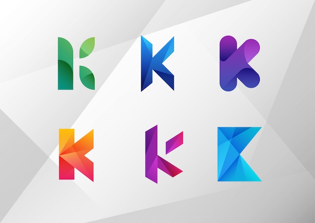 Vibrant Geometric Letter K Symbols in Diverse Colors | Jiffy Designs