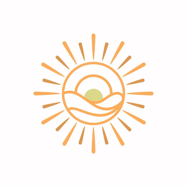 Vibrant Sunrise Landscape Emblem with Radiant Sun | Jiffy Designs