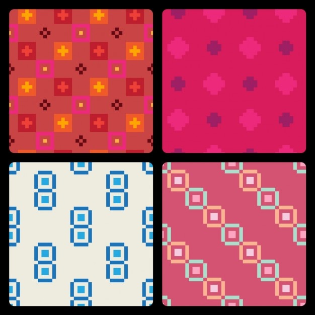 Vibrant Geometric Pattern Collection with Retro Pixel Art Style | Jiffy ...