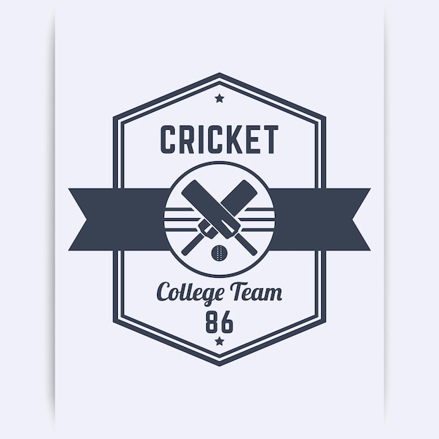 Retro Cricket College Team Badge with Crossed Bats | Jiffy Designs