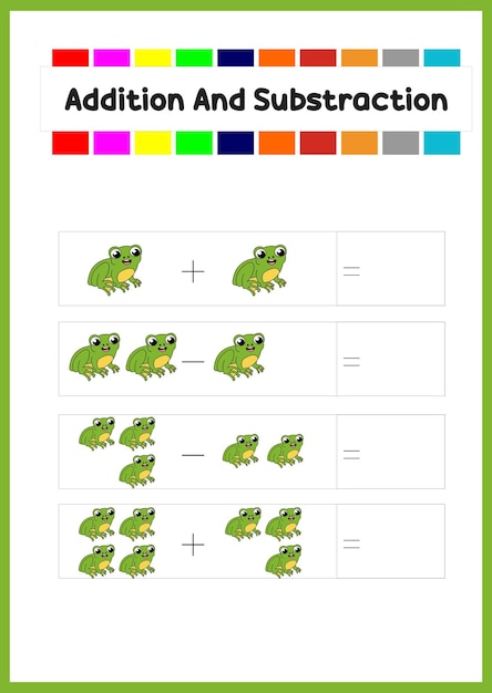 Colorful Frogs Demonstrate Addition and Subtraction | Jiffy Designs