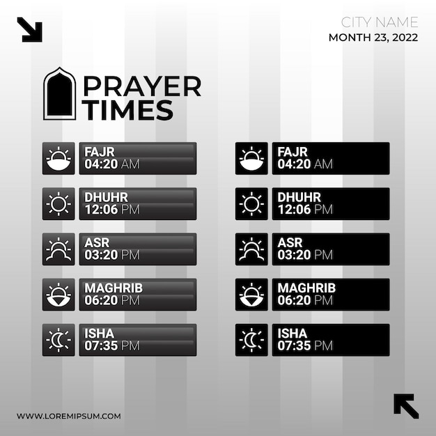 Detailed Prayer Times Schedule for the Day | Jiffy Designs
