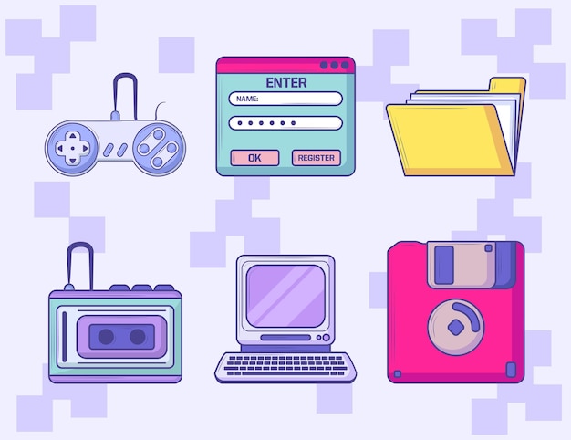 Retro Gaming Icons: A Nostalgic Collection of Classic Digital Elements ...