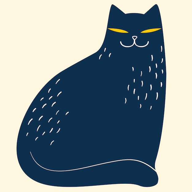 Whimsical Midnight Feline: A Charming Illustrated Cat | Jiffy Designs