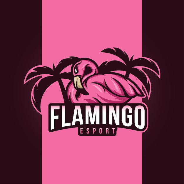 Vibrant Flamingo Esports Logo with Palm Trees | Jiffy Designs