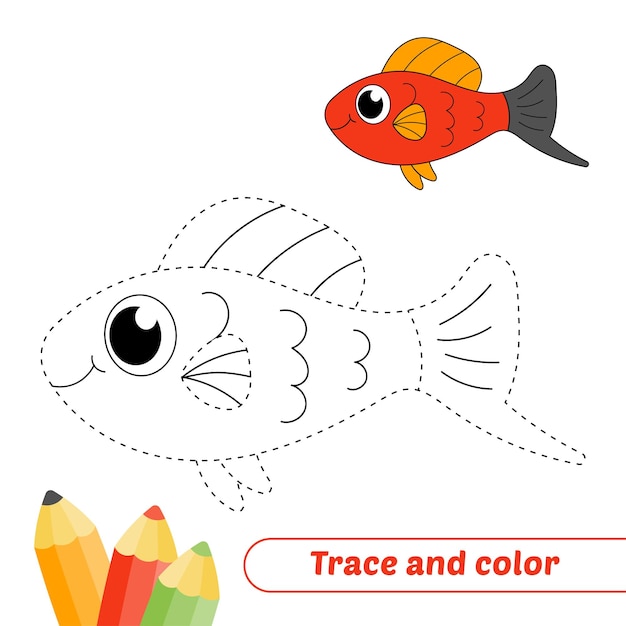 Vibrant Fish Outline for Tracing and Coloring | Jiffy Designs