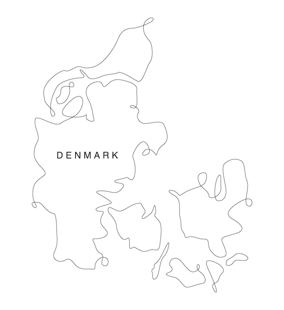 Minimalist Outline Map of Denmark: Simplistic Silhouette Design | Jiffy ...