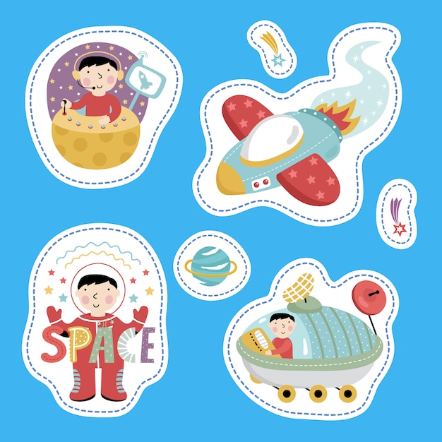 Whimsical Space-Themed Sticker Collection for Children | Jiffy Designs