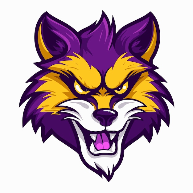Fierce Feline Mascot: Vibrant Purple and Gold Wildcat | Jiffy Designs