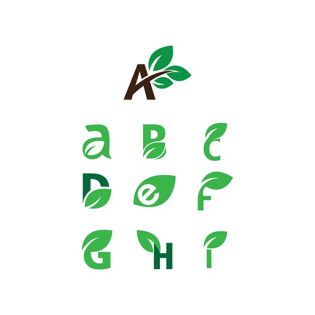 Vibrant Eco-Friendly Leaf-Inspired Alphabet Icons | Jiffy Designs