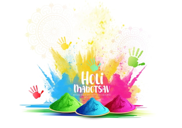 Vibrant Holi Handprint Splash with 'Holi Mubarak' Text | Jiffy Designs