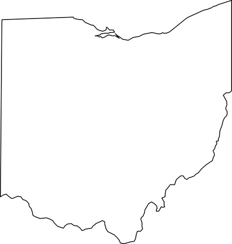 Ohio, State Of Usa - Solid Black Outline Map Of Country Area. Simple ...