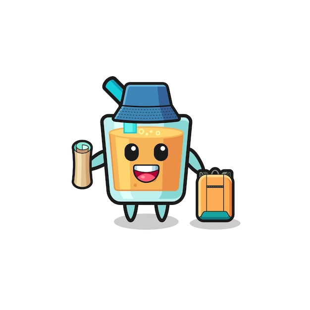 Cheerful Cartoon Juice Box Mascot with Travel Luggage | Jiffy Designs