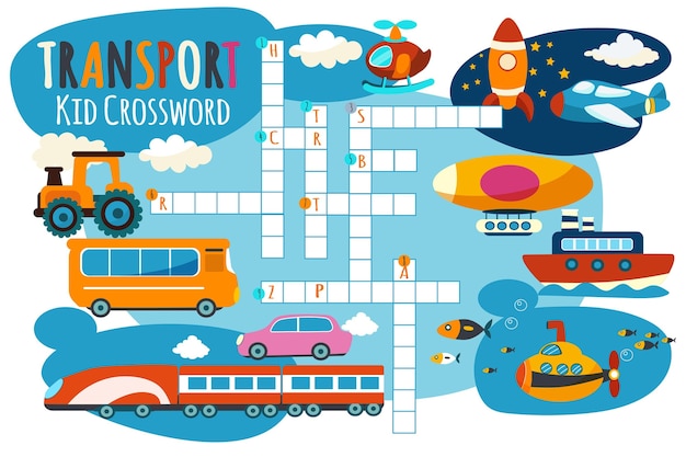 Vibrant Transportation-Themed Crossword Puzzle for Kids | Jiffy Designs