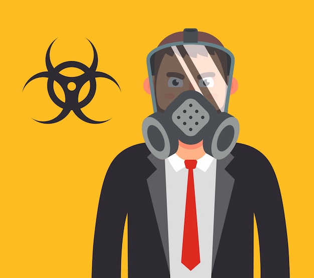Businessman in Biohazard Gear Stands Vigilant Against Threats | Jiffy ...