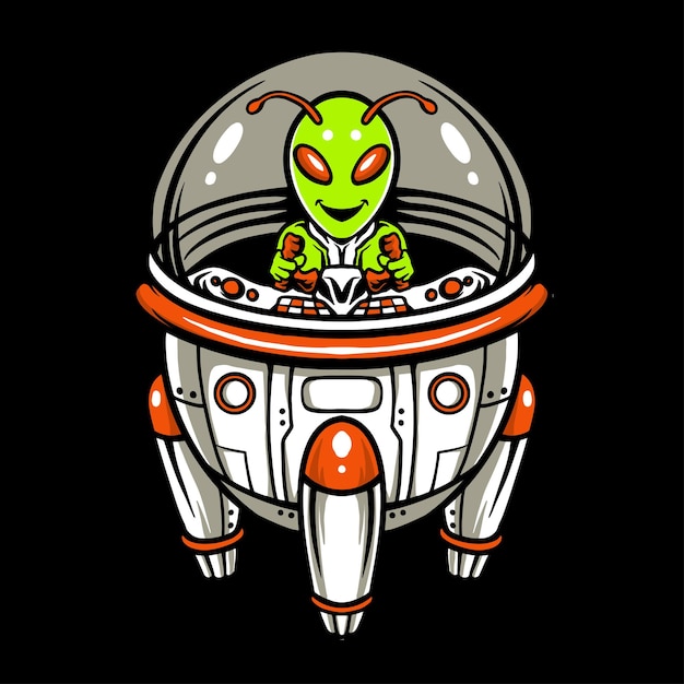 Alien Pilot in Futuristic Spacecraft with Retro Sci-Fi Flair | Jiffy ...
