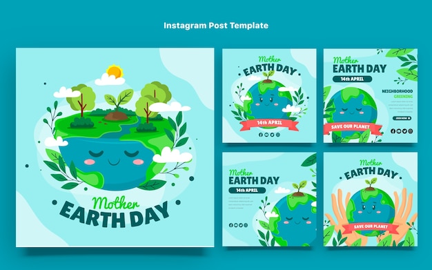 Vibrant Earth Day Instagram Post Collection | Jiffy Designs
