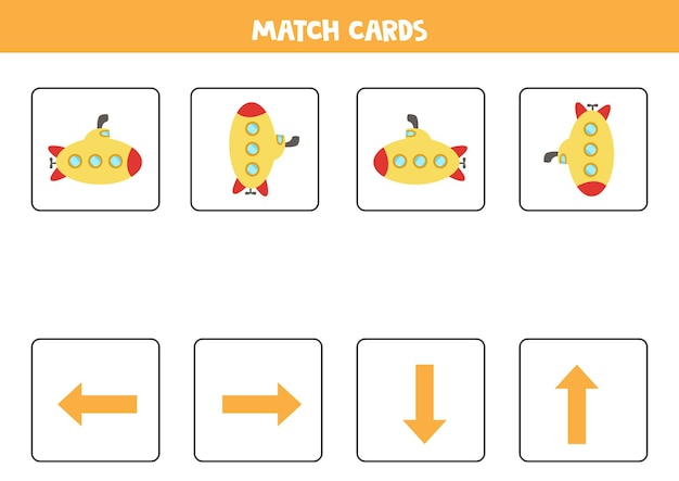 Vibrant Submarine and Arrow Match Game Cards | Jiffy Designs