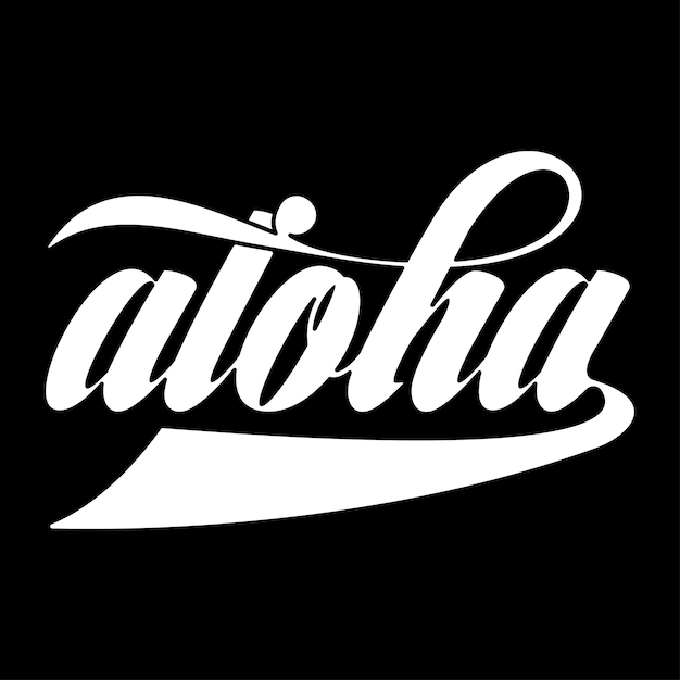 Stylized Aloha Text with Cursive Lettering on Black | Jiffy Designs