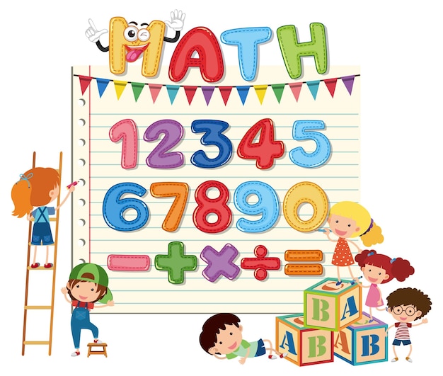 Colorful Math Symbols and Playful Characters on Lined Paper | Jiffy Designs