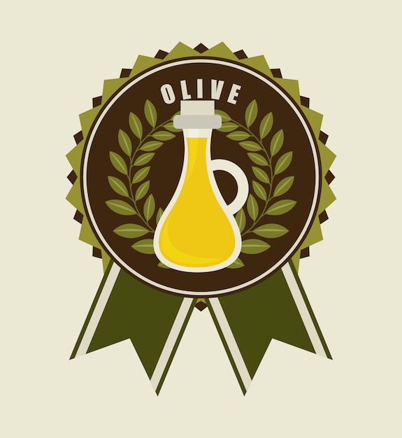 Olive Oil Emblem with Laurel Wreath and Bottle Illustration | Jiffy Designs