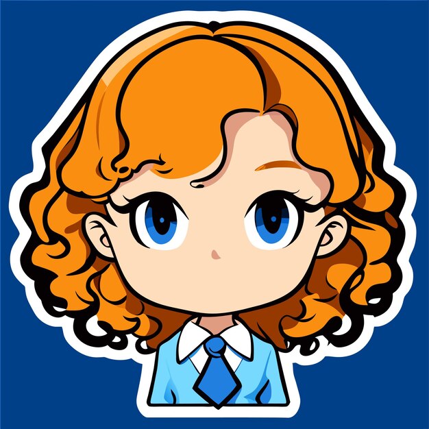 Cheerful Cartoon Girl with Curly Red Hair | Jiffy Designs