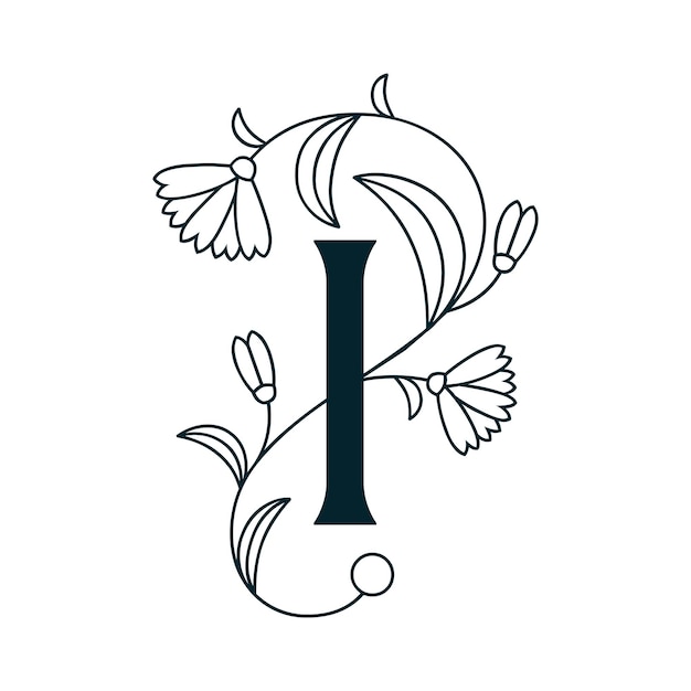 Elegant Floral Monogram Letter I with Intricate Botanical Designs ...