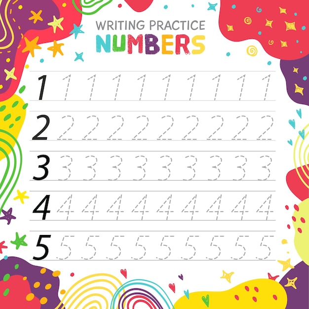 Fun Colorful Numbers Writing Practice for Kids | Jiffy Designs